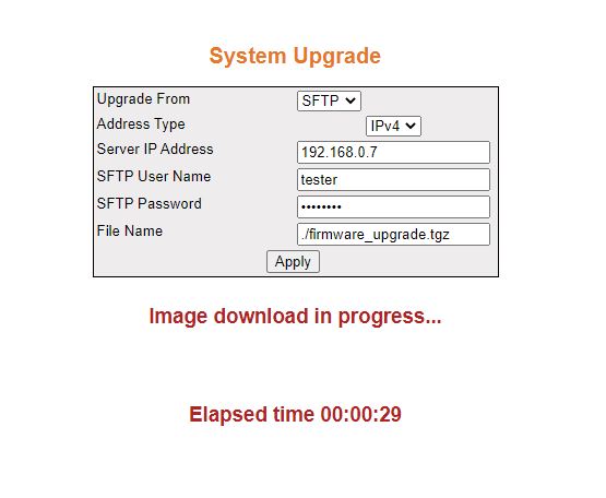 Web Interface: Upgrade the MicroRAPTOR using SFTP